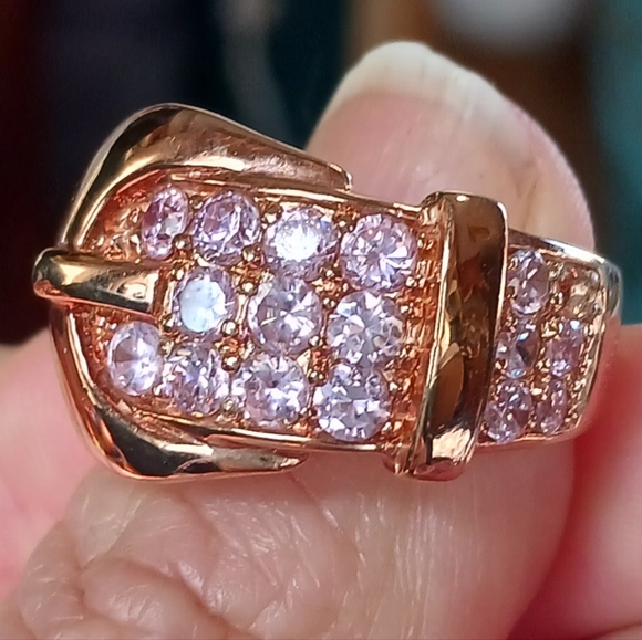 .925 Sterling Silver | Jewelry | Cz Buckle Ring Rose Gold Over Silver ...